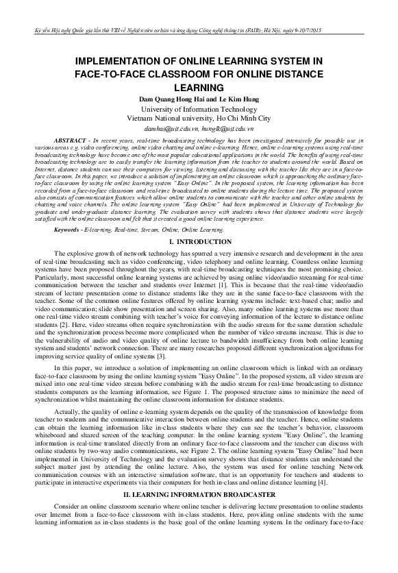 (PDF) Implementation of Online Learning System in Face-To-Face ...