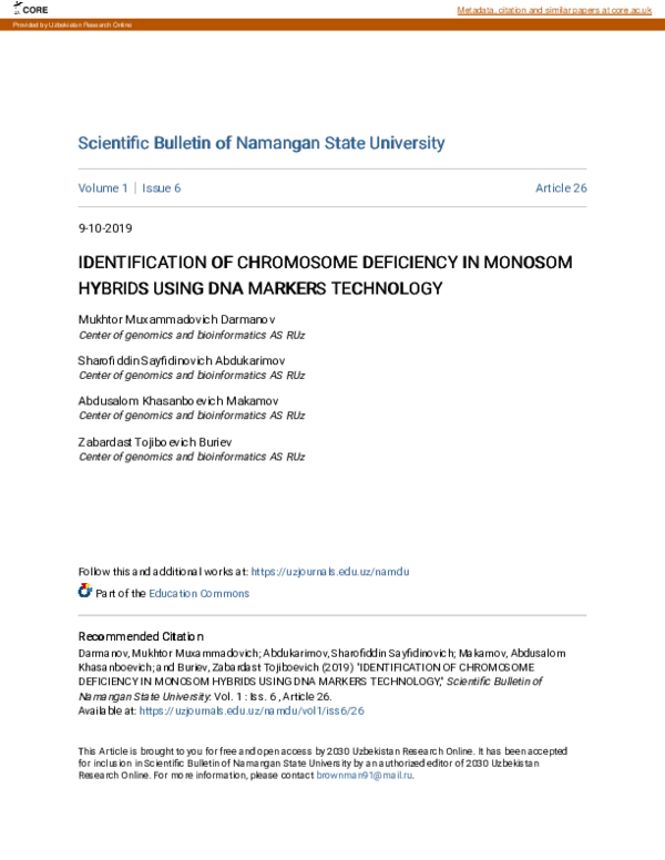 (PDF) Identification of Chromosome Deficiency in Monosom Hybrids Using ...