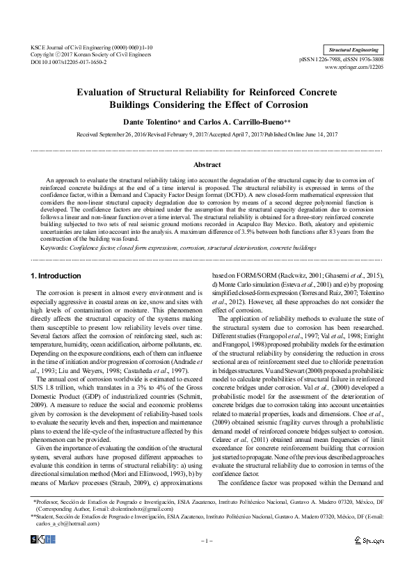 (PDF) Evaluation of Structural Reliability for Reinforced Concrete ...