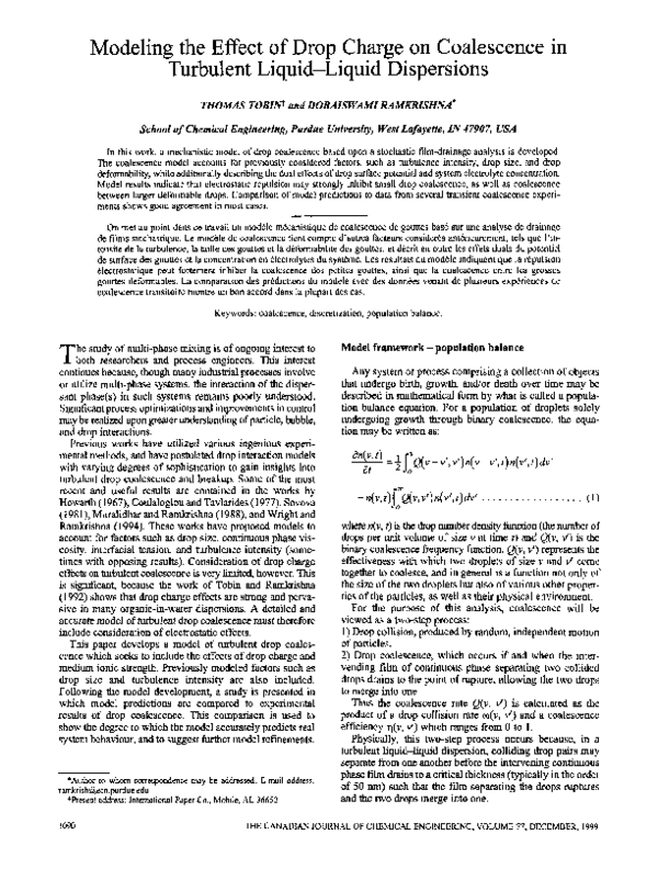 (PDF) Modeling the effect of drop charge on coalescence in turbulent ...