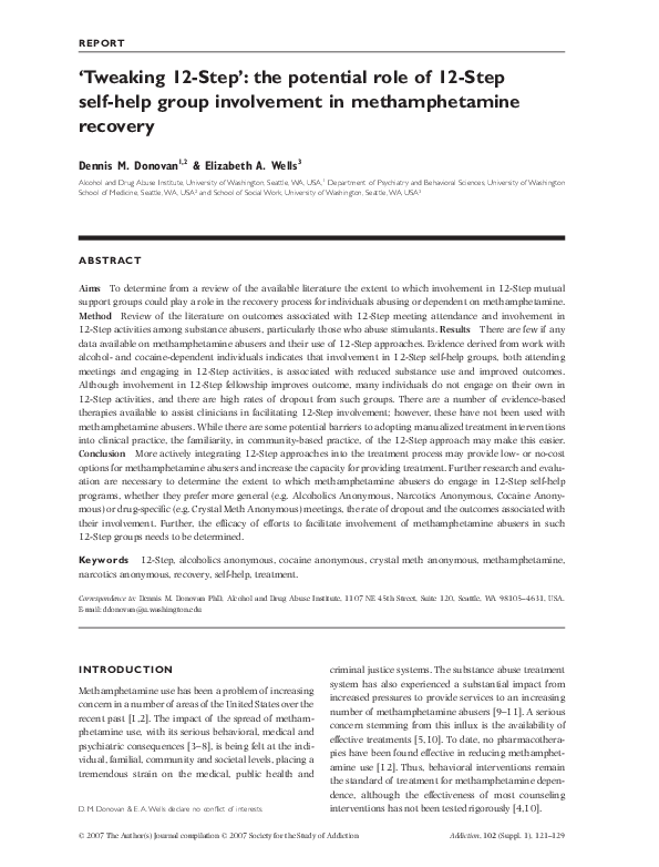 (PDF) ‘Tweaking 12-Step’: the potential role of 12-Step self-help group ...
