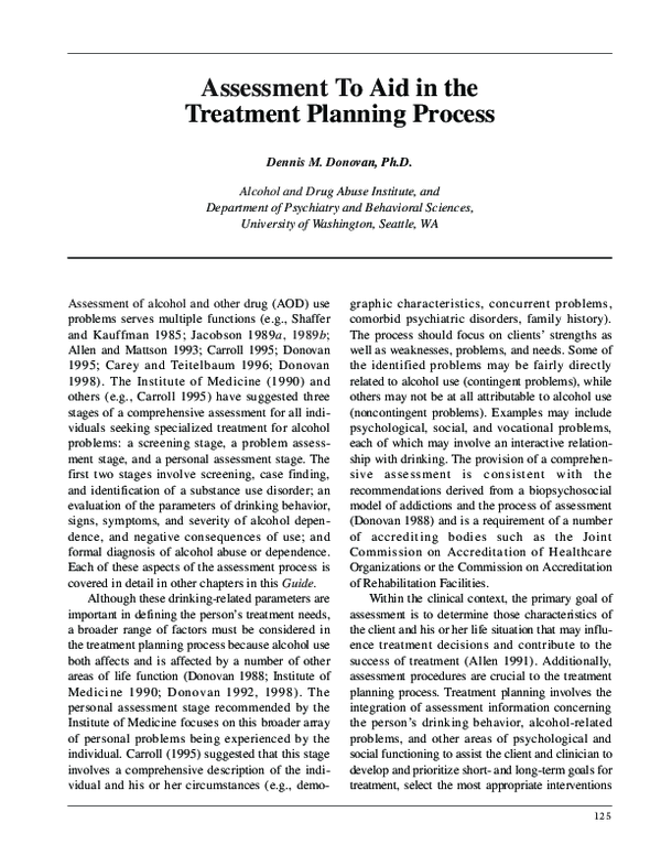 (PDF) Assessment To Aid in the Treatment Planning Process
