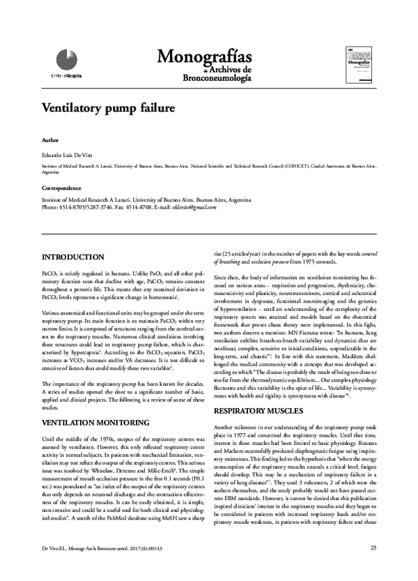(PDF) Ventilatory pump failure
