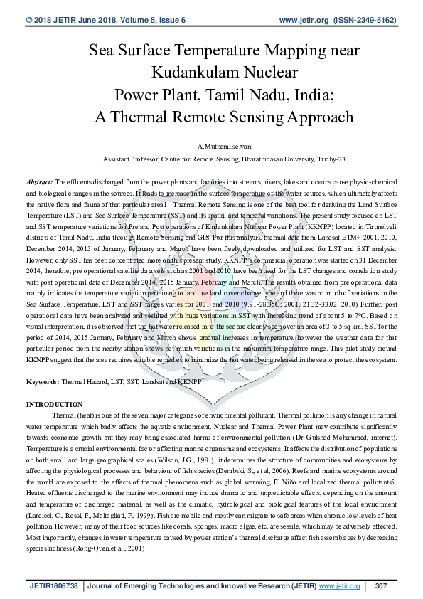 (PDF) Sea Surface Temperature Mapping near Kudankulam Nuclear Power ...
