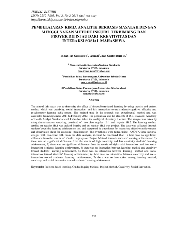 (PDF) Pembelajaran Kimia Analitik Berbasis Masalah Dengan Menggunakan Metode Inkuiri Terbimbing ...