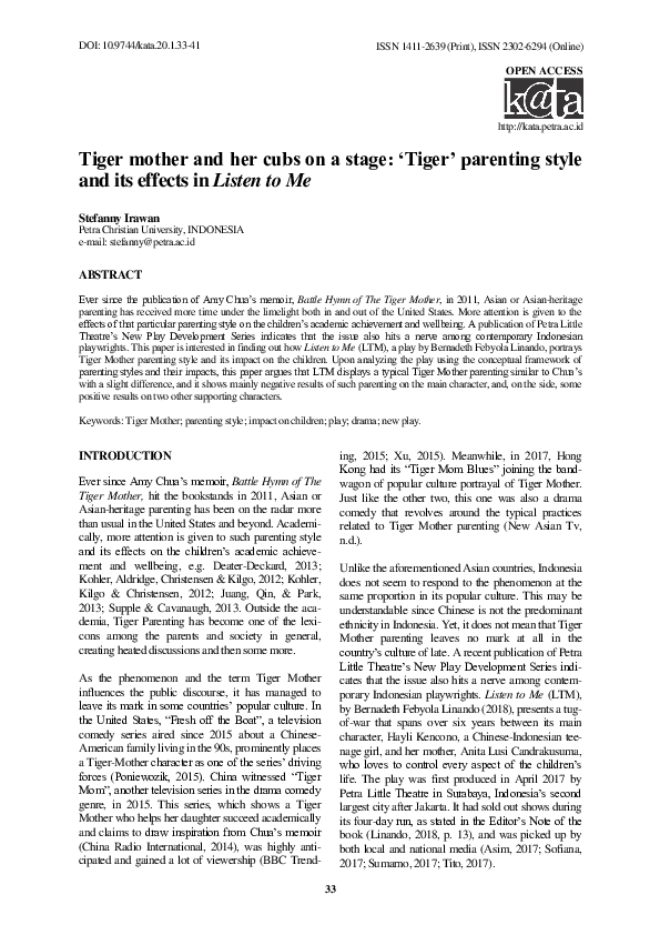 (PDF) Tiger mother and her cubs on a stage