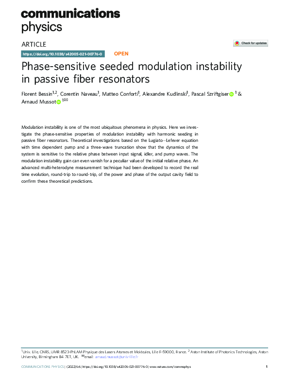 (PDF) Phase-sensitive seeded modulation instability in passive fiber ...