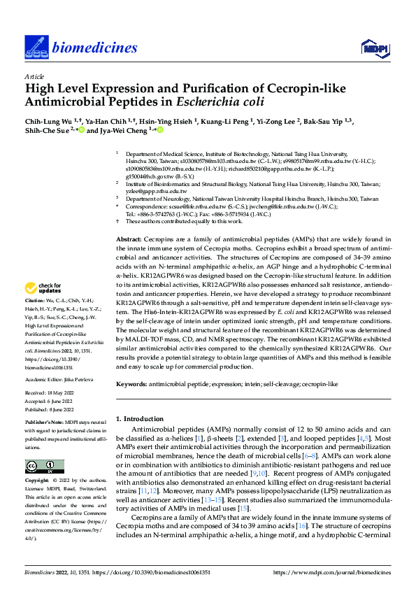 (PDF) High Level Expression and Purification of Cecropin-like ...