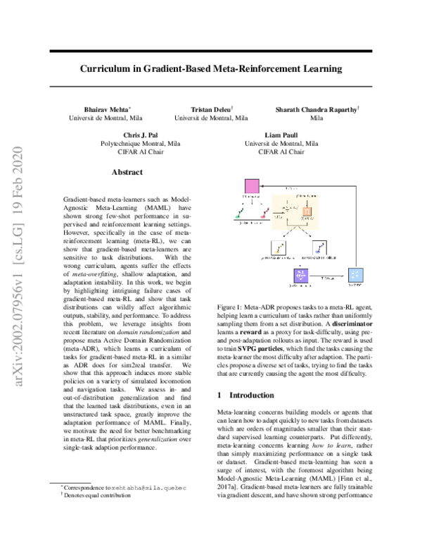 (PDF) Curriculum in Gradient-Based Meta-Reinforcement Learning