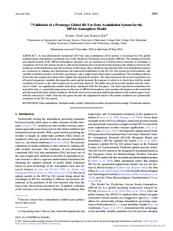 (PDF) Validation of a Prototype Global 4D-Var Data Assimilation System ...