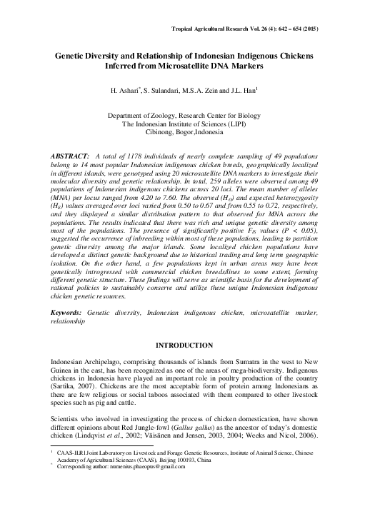 Pdf Genetic Diversity And Relationship Of Indonesian Indigenous