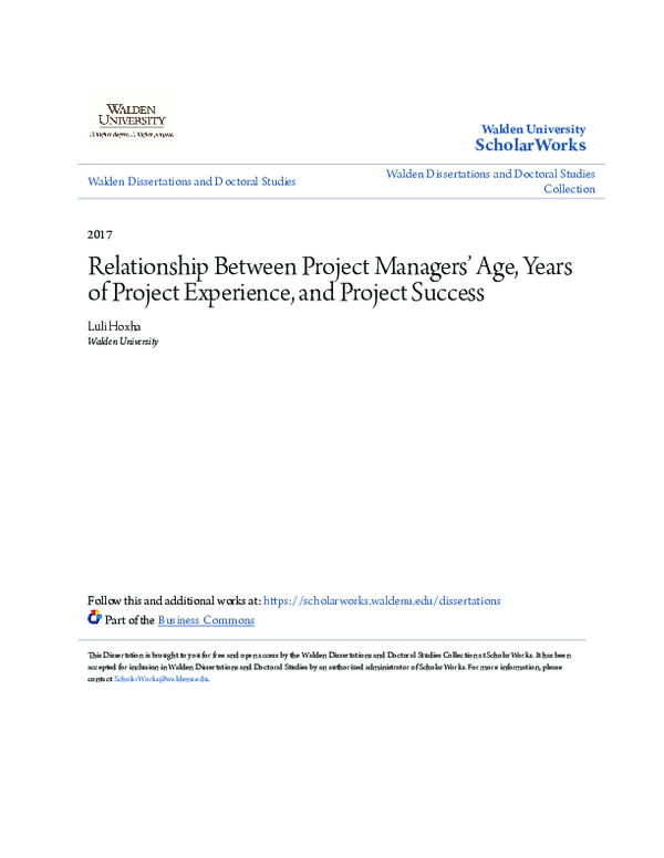 (PDF) Relationship Between Project Managers’ Age, Years of Project ...