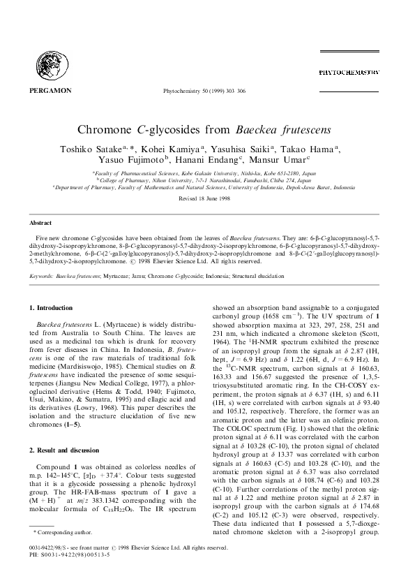 (PDF) Chromone C-glycosides from Baeckea frutescens