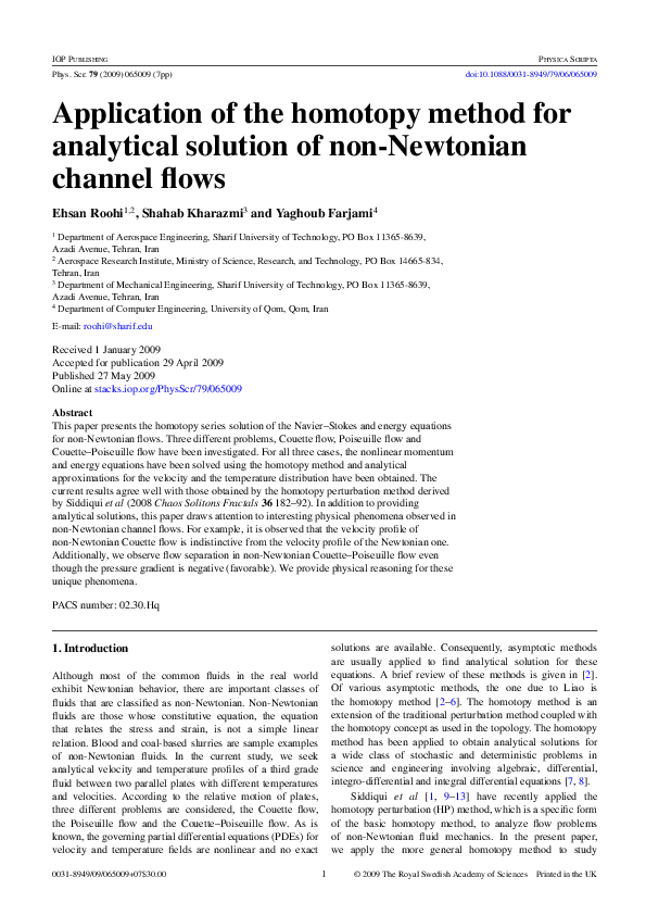 (PDF) Application of the homotopy method for analytical solution of non ...