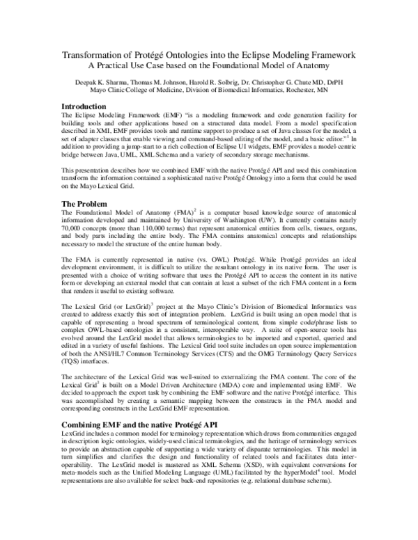(PDF) Transformation of protégé ontologies into the eclipse modeling ...