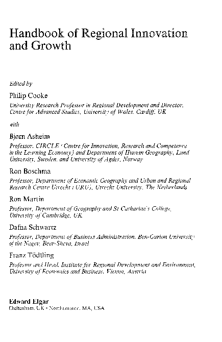 (PDF) Handbook of Regional Innovation and Growth