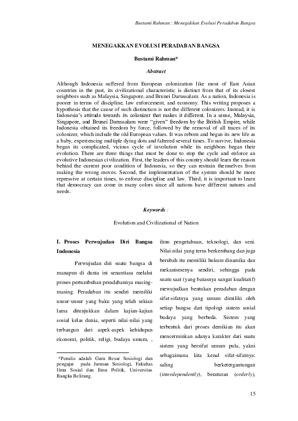 (PDF) Menegakkan Evolusi Peradaban Bangsa
