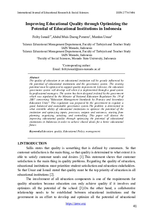 (PDF) Improving Educational Quality through Optimizing the Potential of Educational Institutions ...
