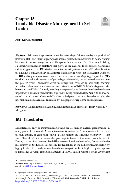 (PDF) Landslide Disaster Management in Sri Lanka
