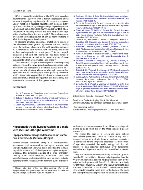 (PDF) Hypogonadotropic hypogonadism in a male with McCune-Albright syndrome