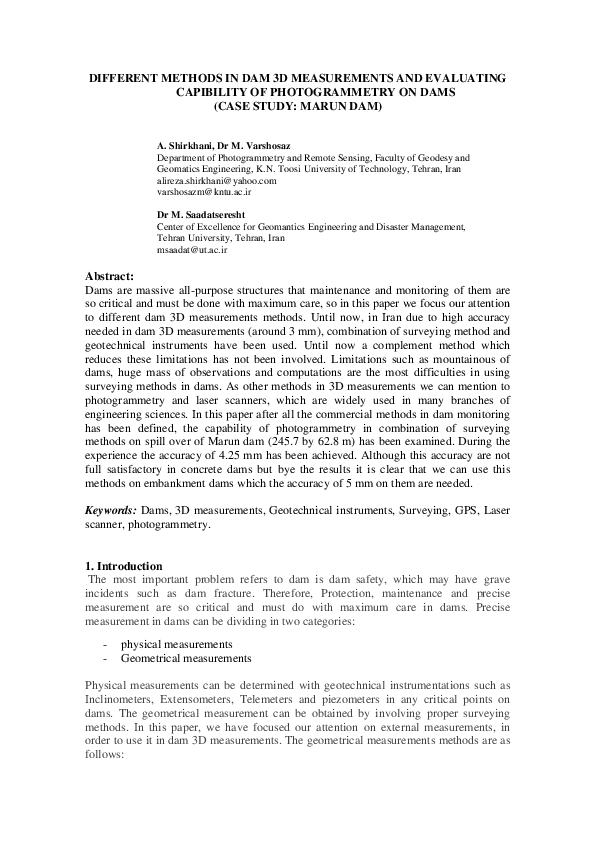 (PDF) Different Methods in Dam 3D Measurements and Evaluating ...