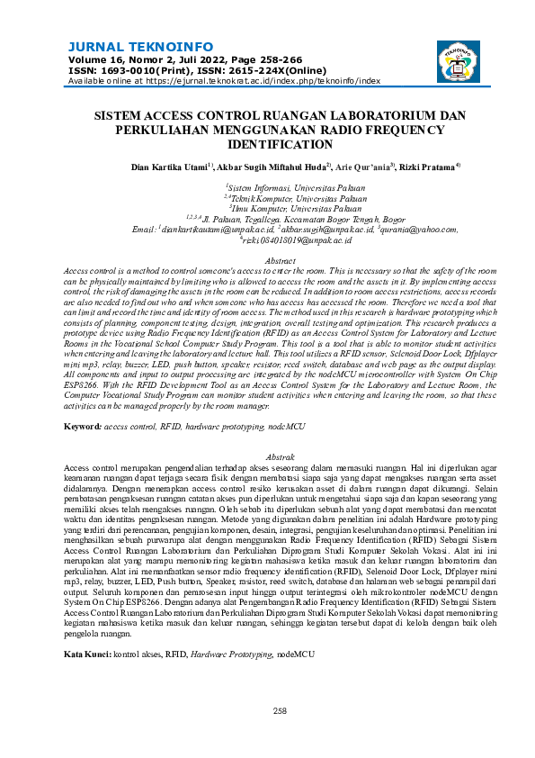 (PDF) Sistem Access Control Ruangan Laboratorium Dan Perkuliahan ...