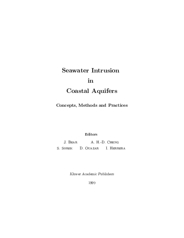 (PDF) Seawater Intrusion in Coastal Aquifers — Concepts, Methods and ...
