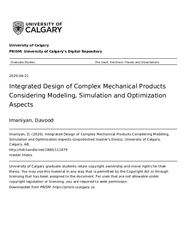 (PDF) Integrated Design of Complex Mechanical Products Considering Modeling, Simulation and ...