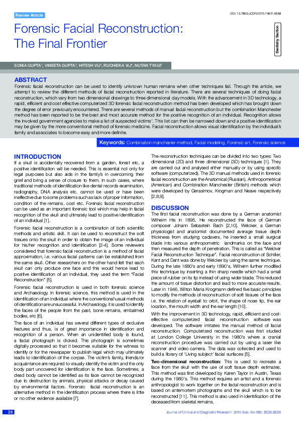 (PDF) Forensic Facial Reconstruction: The Final Frontier