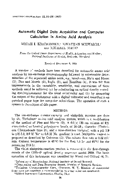 (PDF) Automatic digital data acquisition and computer calculation in amino acid analysis