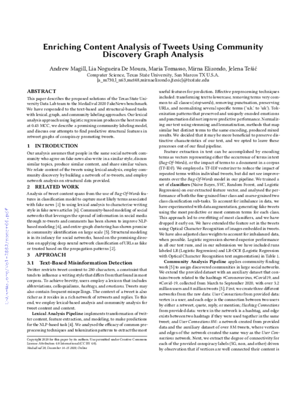 (PDF) Enriching Content Analysis of Tweets Using Community Discovery Graph Analysis