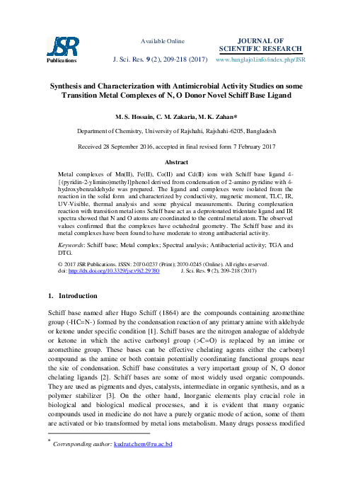 (PDF) Synthesis and Characterization with Antimicrobial activity of Cu(II), Ni(II) and Zn(II ...