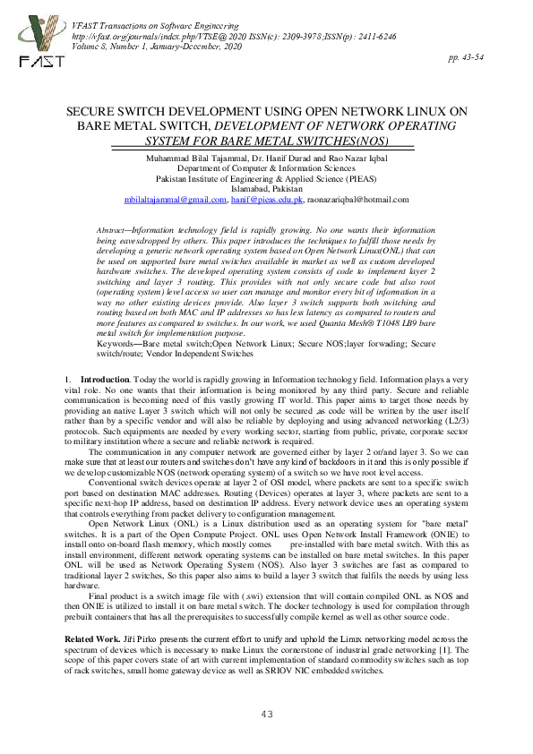 (PDF) Secure Switch Development using Open Network Linux on Bare Metal Switch, Development of ...