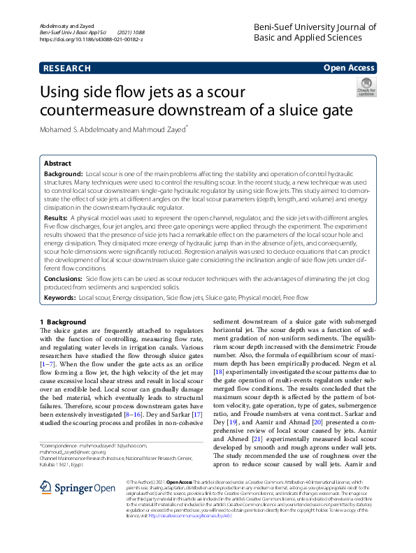 (PDF) Using side flow jets as a scour countermeasure downstream of a ...
