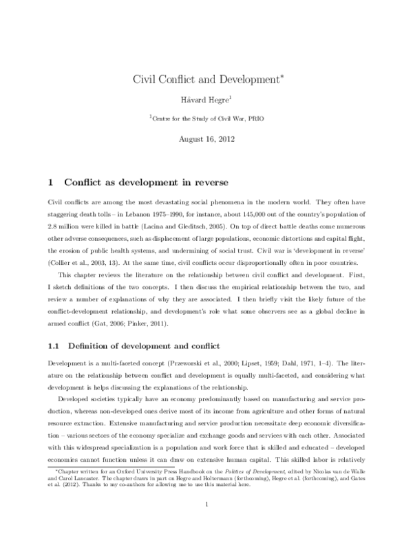(PDF) Civil Conflict and Development