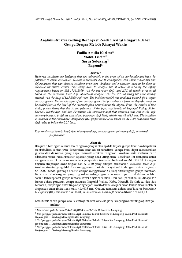 (PDF) Analisis Struktur Gedung Bertingkat Rendah Akibat Pengaruh Beban Gempa Dengan Metode ...