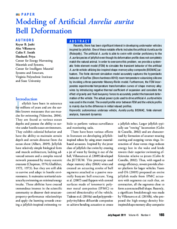 (PDF) Modeling of Artificial Aurelia aurita Bell Deformation