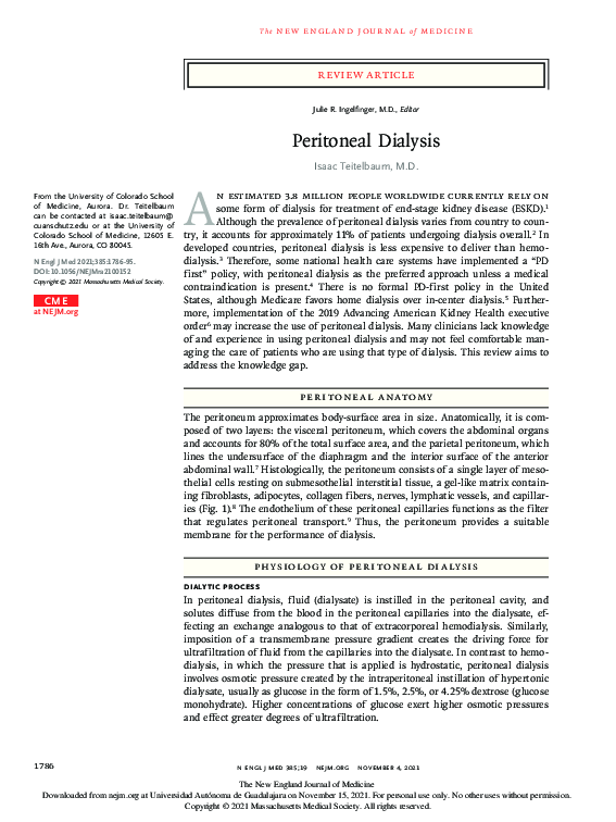 (PDF) Peritoneal Dialysis