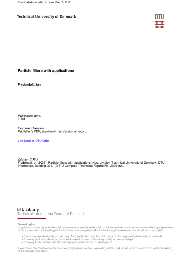 (PDF) Particle filters with applications