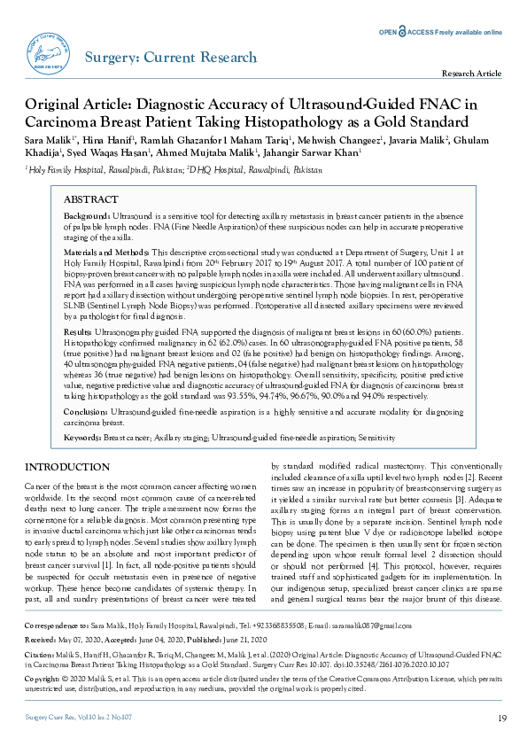 (PDF) Original Article: Diagnostic Accuracy of Ultrasound-Guided FNAC ...