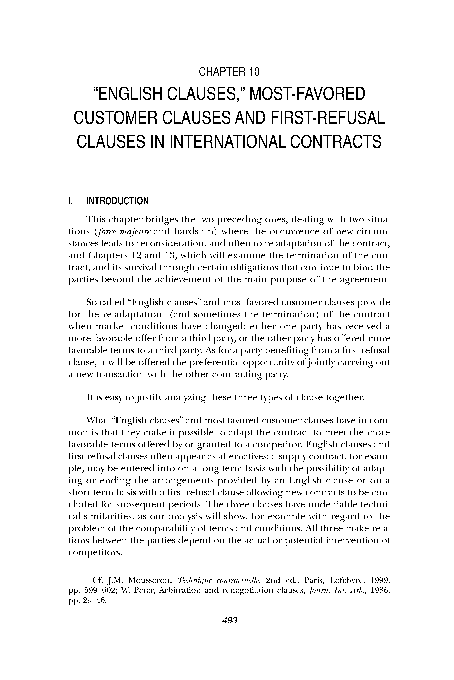 (PDF) Chapter 10. "English Clauses," Most-Favored Customer Clauses And ...