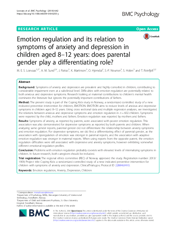 (PDF) Emotion regulation and its relation to symptoms of anxiety and ...