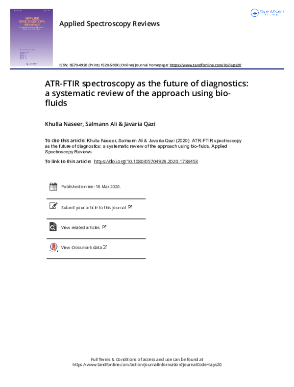 (PDF) ATR-FTIR spectroscopy as the future of diagnostics: a systematic review of the approach ...