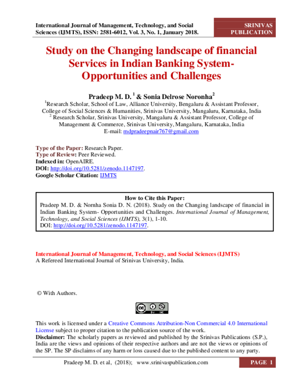 (PDF) Study on the Changing Landscape of Financial Services in Indian Banking System ...