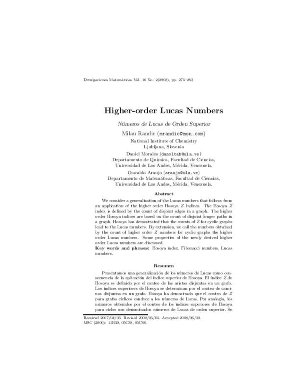 (PDF) Higher-order Lucas Numbers