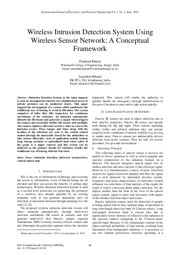 Pdf Wireless Intrusion Detection System Using Wireless Sensor Network