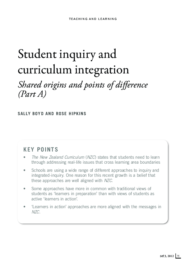 (PDF) Student inquiry and curriculum integration: Shared origins and ...