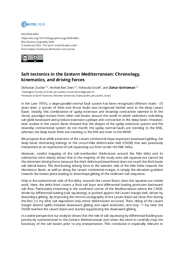 (PDF) Salt tectonics in the Eastern Mediterranean: Chronology ...