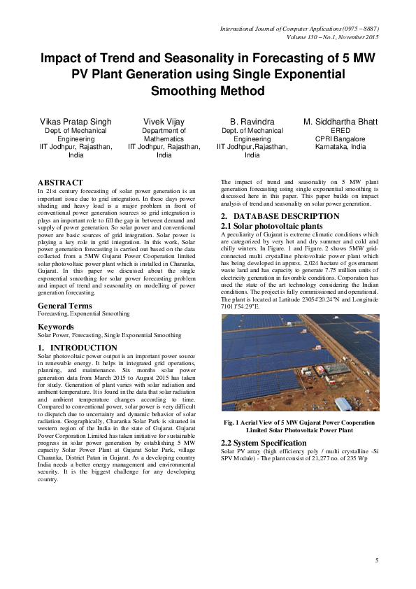 (PDF) PV Plant Generation using Single Exponential Smoothing Method