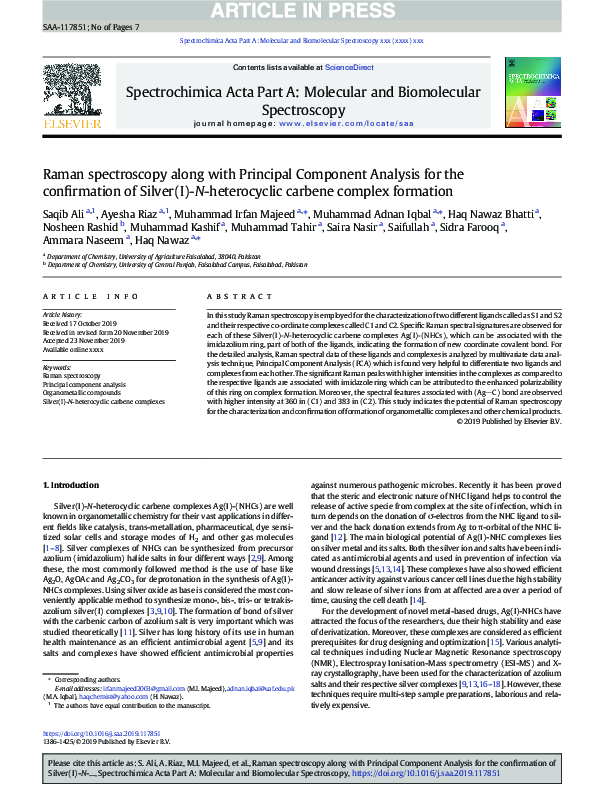 (PDF) Raman spectroscopy along with Principal Component Analysis for ...